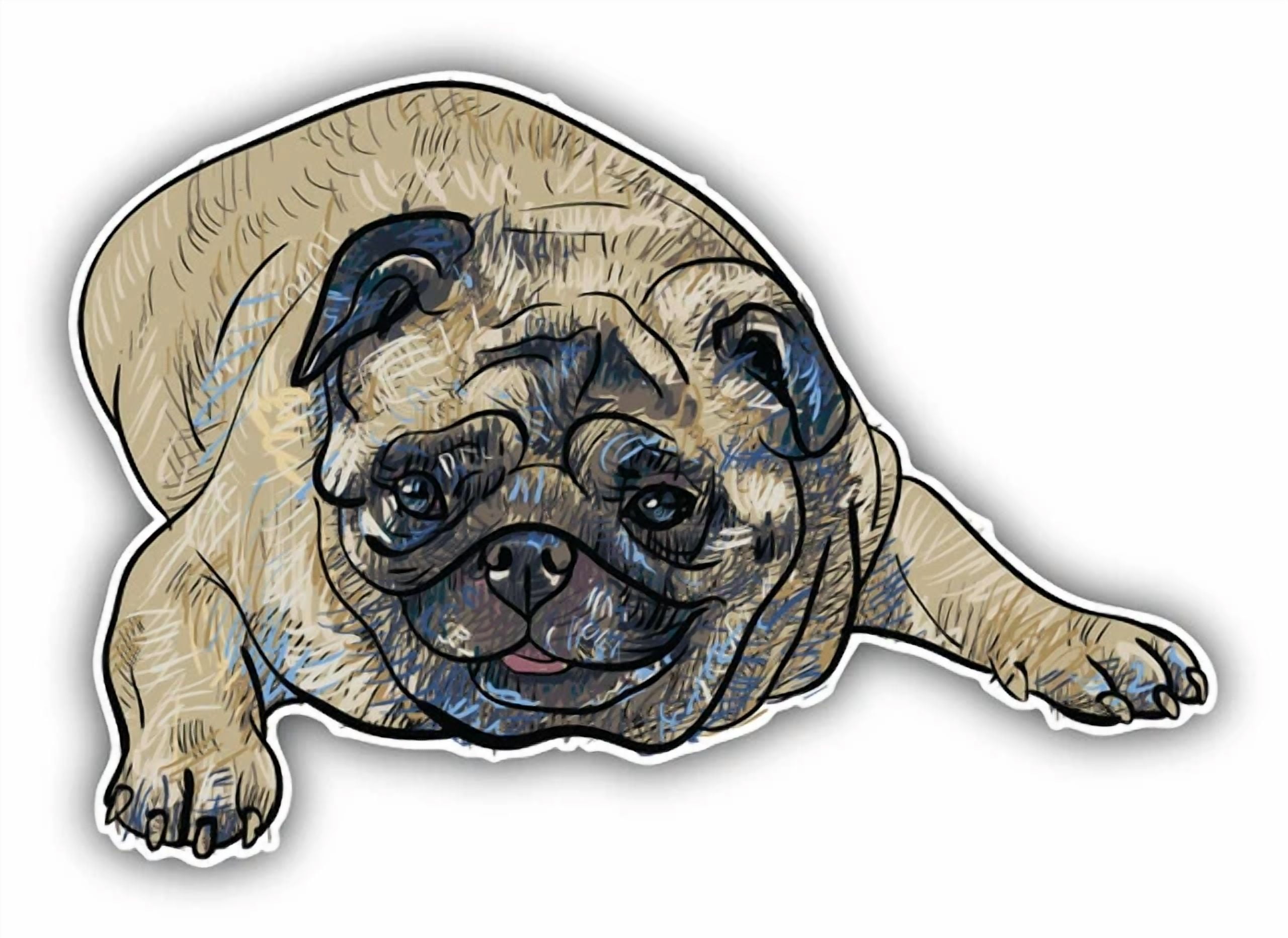 DOPASTICKER Pug Dog Sketch Sticker Phone Water Bottle Stickers, Cars ...