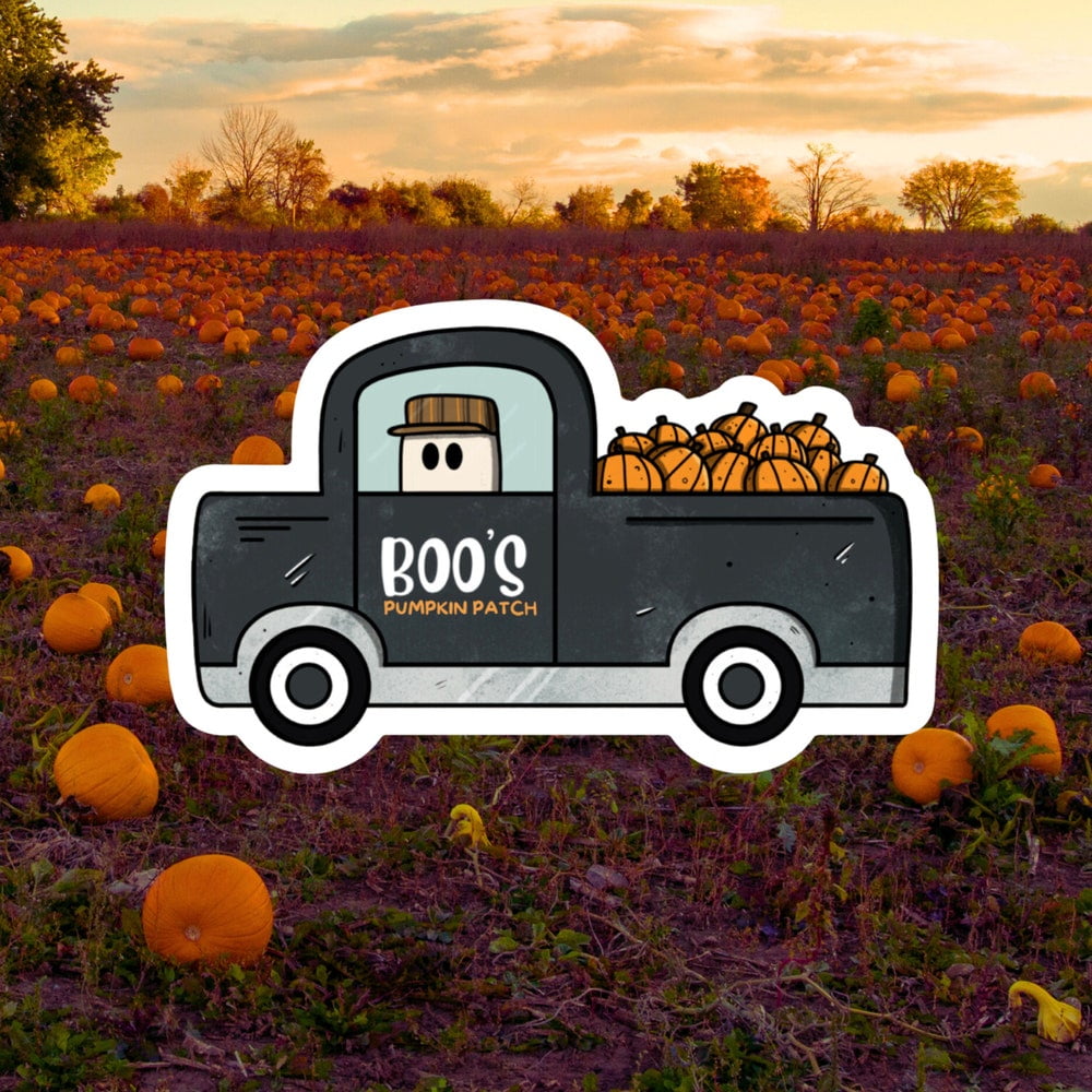 DOPASTICKER Pumpkin Truck Sticker, Pumpkin Farm Sticker, Cute Hal.Low ...