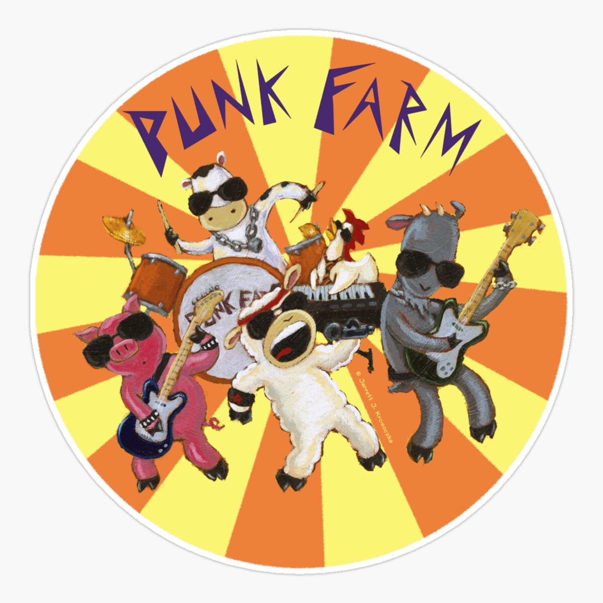 DOPASTICKER Punk Farm Sticker, Phone Sticker Water Bottle Sticker Car ...