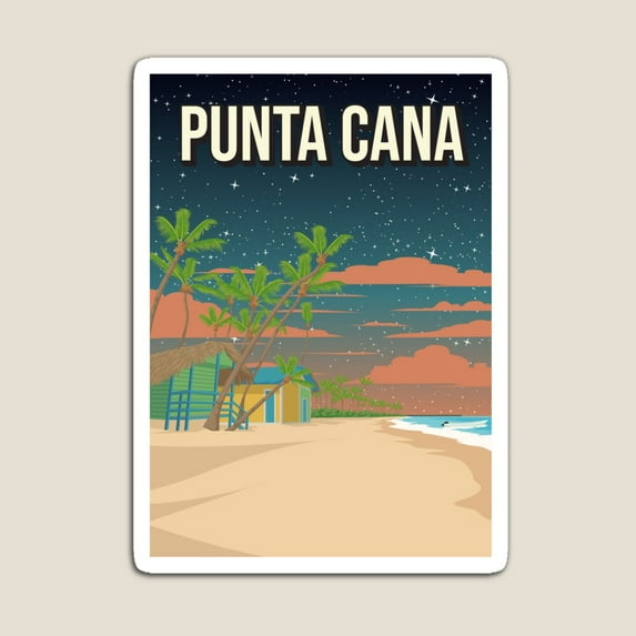 DOPASTICKER Punta Cana Starry Night Beach Vintage Travel Poster, Phone ...
