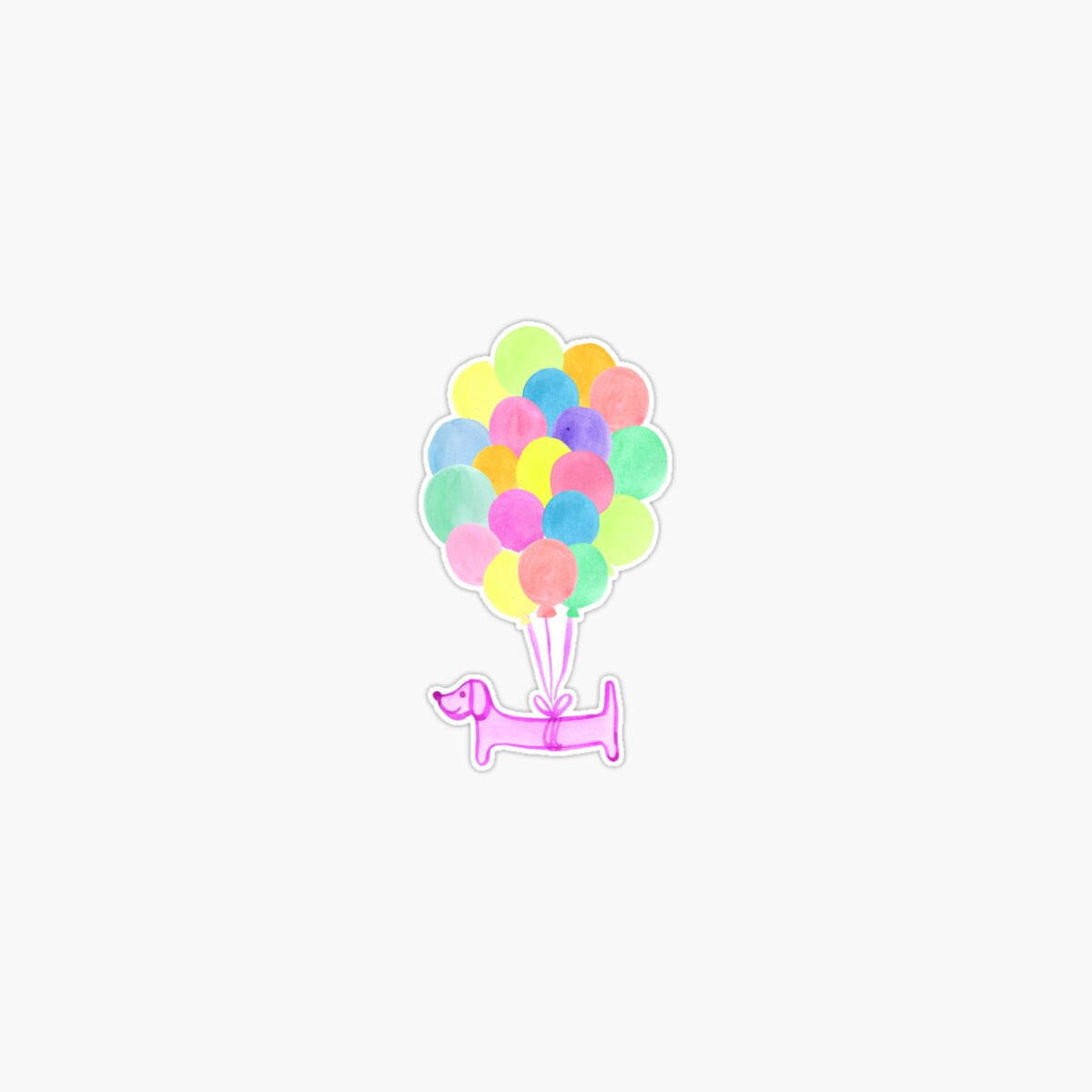 DOPASTICKER Pup Pup And Away!, Watercolour, Pink Sticker, Phone Sticker ...
