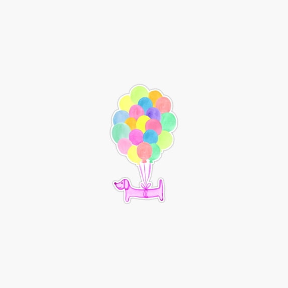 DOPASTICKER Pup Pup And Away!, Watercolour, Pink Sticker, Phone Sticker ...