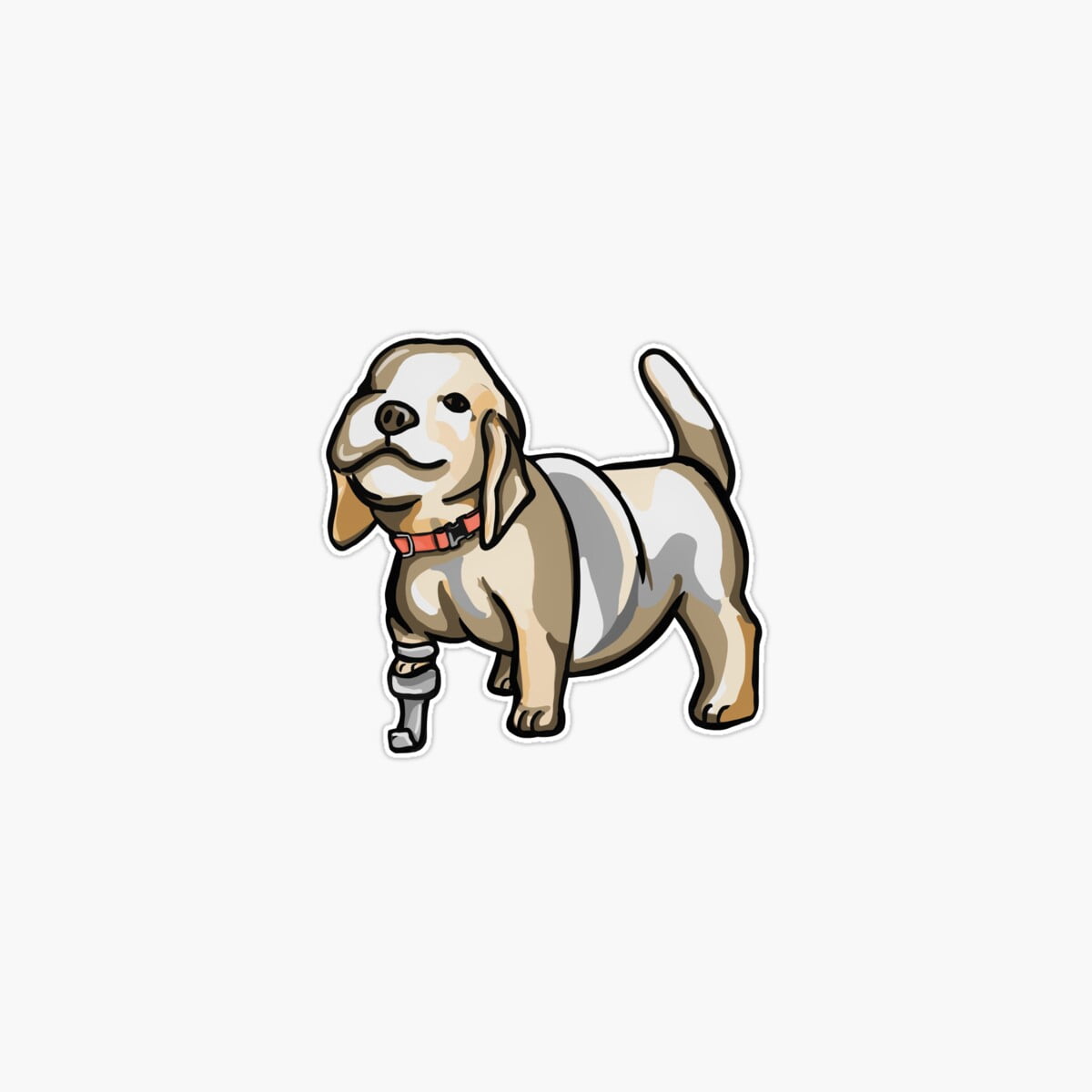 DOPASTICKER Puppy With Limb Differences And Prosthetic (Pink Collar ...