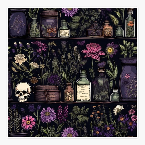 DOPASTICKER Purple And Pink Whimsy Apothicary, Skulls Sticker, Phone ...