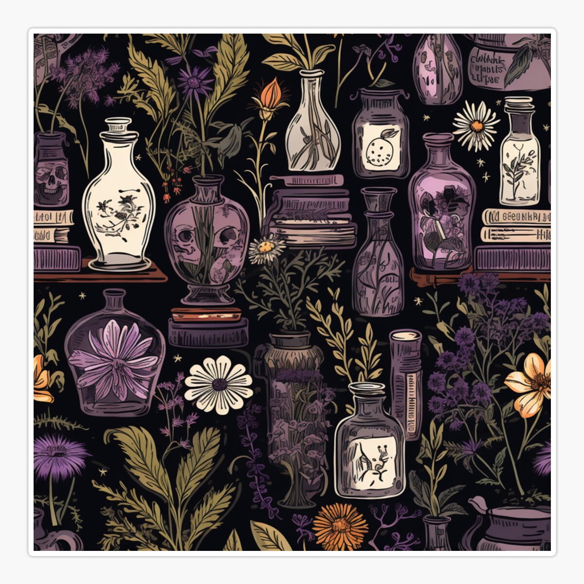 DOPASTICKER Purple And Yellow Whimsy Apothicary 2 Sticker, Phone ...