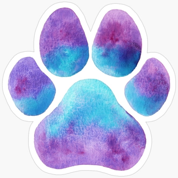 DOPASTICKER Purple Blue Paw Print Sticker, Waterproof Decal For Pet ...