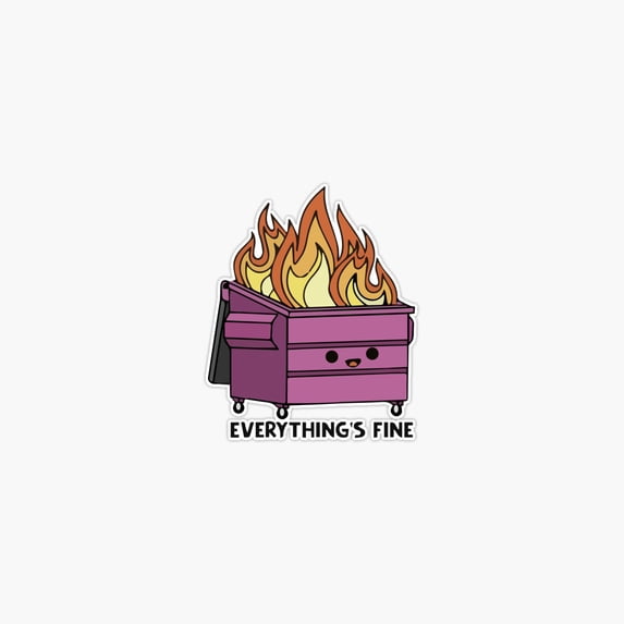 DOPASTICKER Purple Dumpster Fire Everything'S Is Fine Sticker, Phone ...