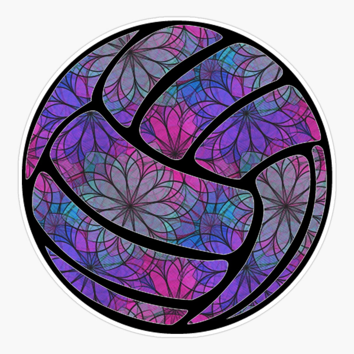 DOPASTICKER Purple Flower Volleyball Sticker, Phone Sticker Car ...