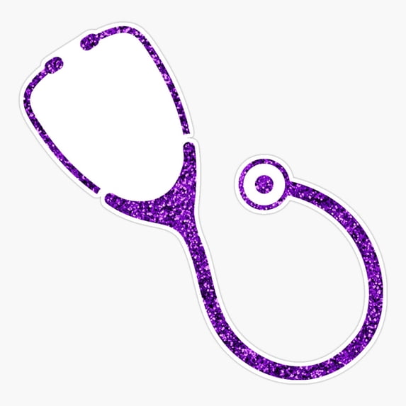 DOPASTICKER Purple Glitter Stethoscope Logo Sticker - Printed Image ...