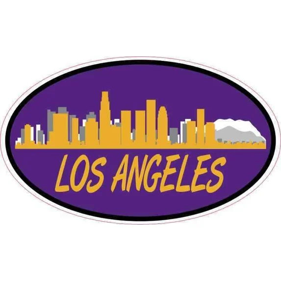 DOPASTICKER Purple Gold Oval Los Angeles Skyline Sticker Phone Sticker ...