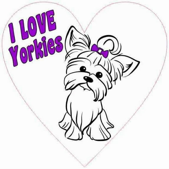 DOPASTICKER Purple Heart I Love Yorkies Sticker Phone Sticker, Latop ...