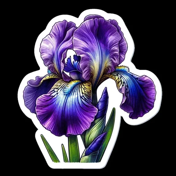 DOPASTICKER Purple Iris Flower Sticker, Cute Kawaii For Water Bottle ...
