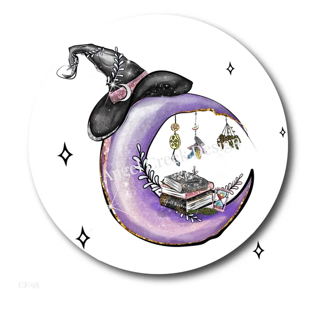 DOPASTICKER Purple Moon Book Lover Witc.H Hat Hal.Low.Een Scrapbook ...