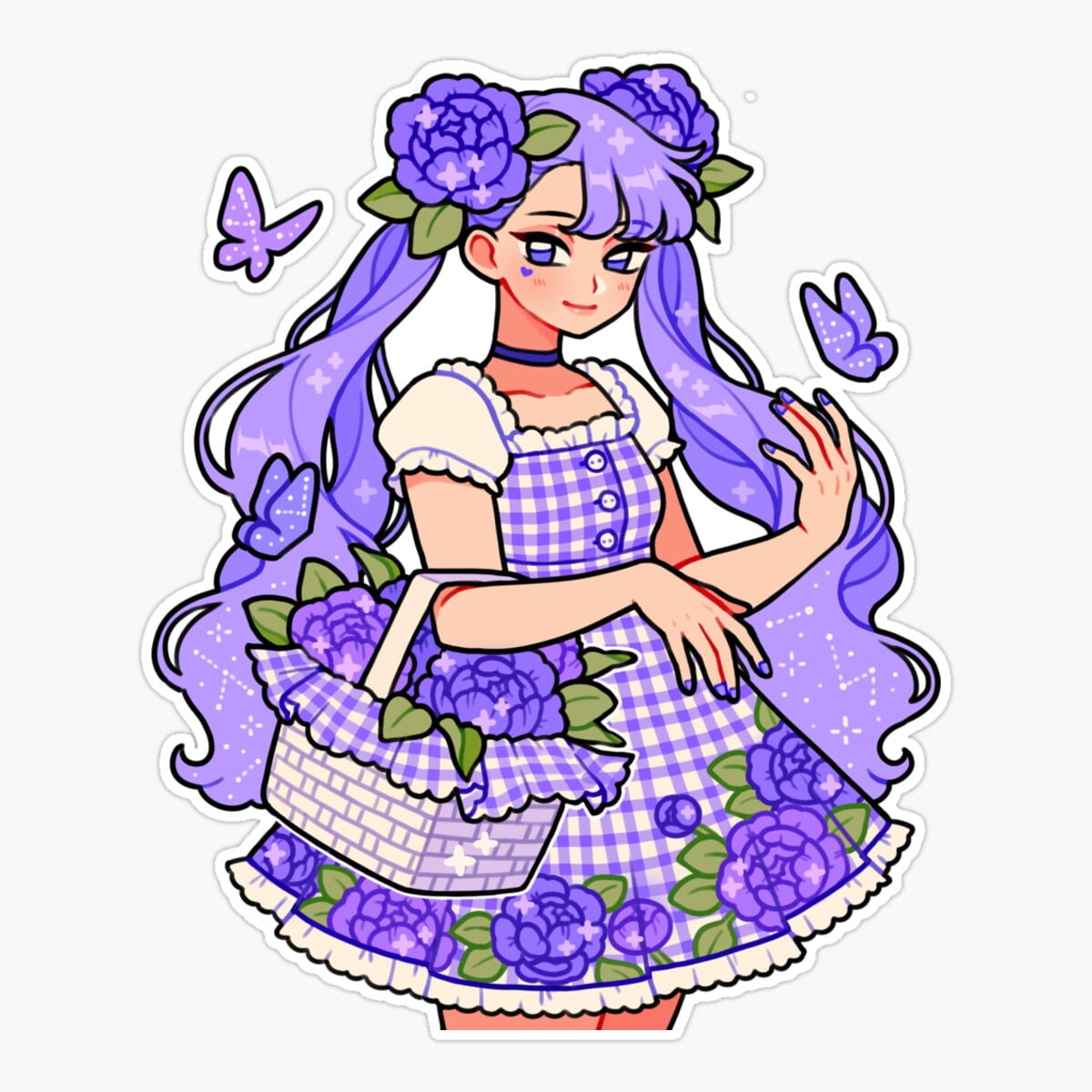 DOPASTICKER Purple Peony Girl Sticker, Phone Sticker Car Stickers ...