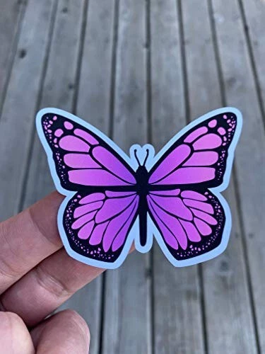 DOPASTICKER Purple Pink Butterfly Sticker Phone Decal Water Bottle ...