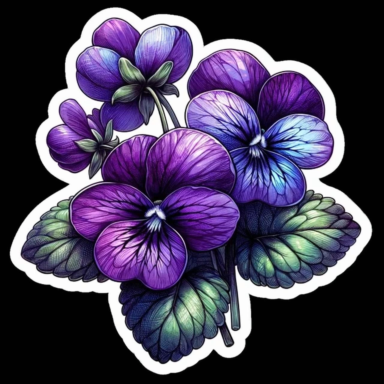 DOPASTICKER Purple Violet Sticker, Cute Kawaii Flower For Water Bottle ...