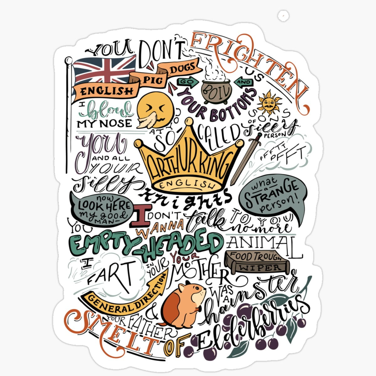 DOPASTICKER Python Castle Insults Sticker Birthday Gifts - Decorative ...