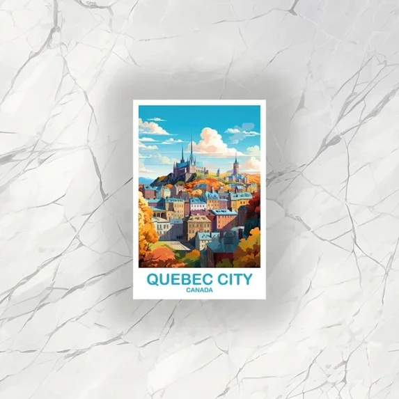 DOPASTICKER Quebec City Travel Sticker, Cana.Da Skyline Art, Quebec ...