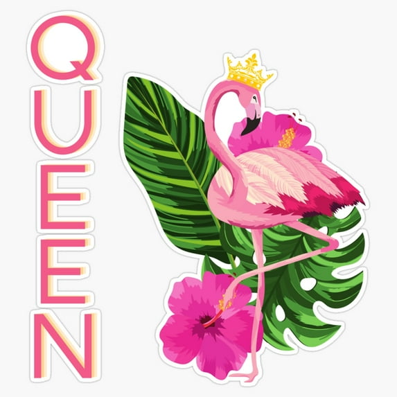 DOPASTICKER Queen, Flamingo With Crown Sticker, Phone Sticker Car ...