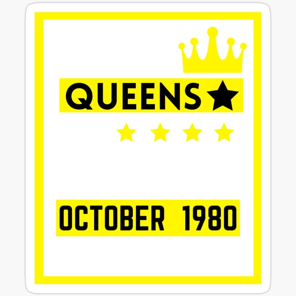 DOPASTICKER Queens Are Born In October 1980, Gift Womens Born In ...
