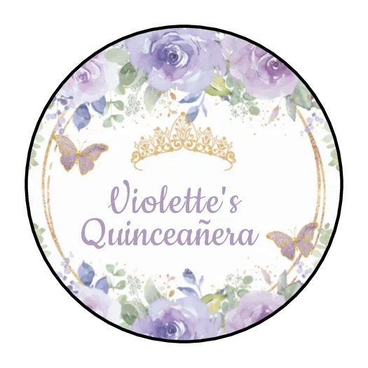 DOPASTICKER Quinceanera Stickers Stamps Purple Floral Butterflies Phone ...