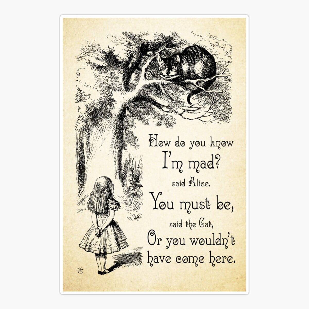 DOPASTICKER Quote - How Do You Know I'M Mad - Cheshire Cat Quote - 0173 ...