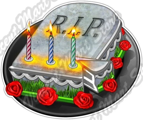 DOPASTICKER R.I.P. Cake Baked Goods Baking Death Rip Car Sticker Decal Phone Decal Water Bottle ...
