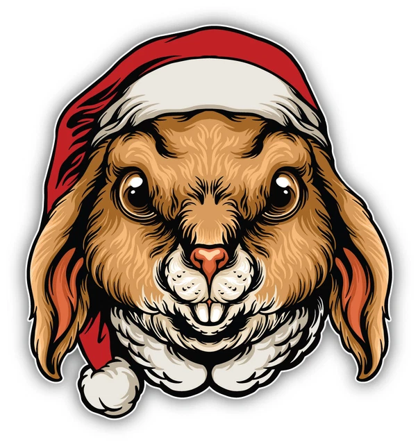 DOPASTICKER Rabbit Chris.Tmas Sticker Decal Phone Decal Water Bottle ...