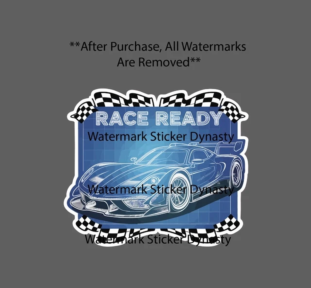 DOPASTICKER Race Car Sticker Blueprint Racing Speed Flag Sticker Phone ...