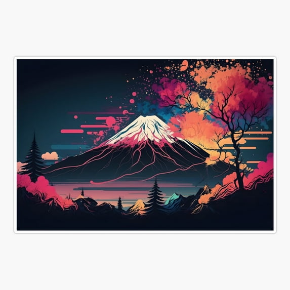 DOPASTICKER Radiant Gradient Mount Fuji Sticker, Phone Sticker Car ...