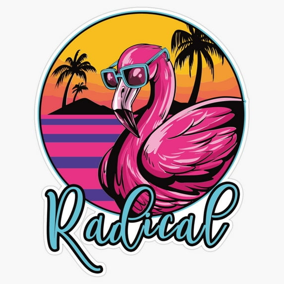 DOPASTICKER Radical Flamingo, Pink Flamingo Sticker, Phone Sticker Car ...