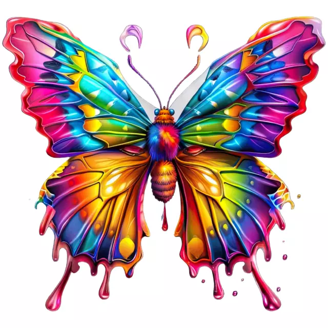 DOPASTICKER Rainbow Butterfly Sticker Beautiful Colorful Vivid Bright ...