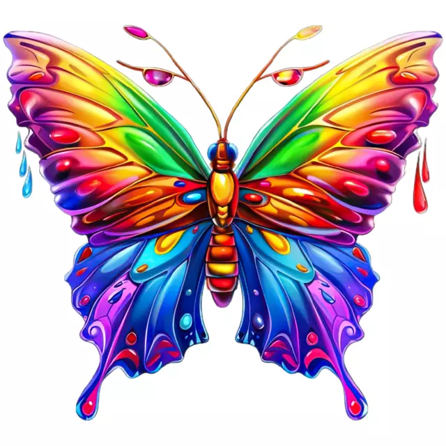 DOPASTICKER Rainbow Butterfly Sticker Beautiful Colorful Vivid Bright ...