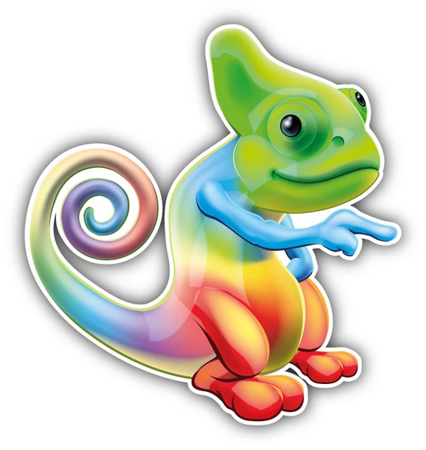 DOPASTICKER Rainbow Chameleon Mascot Cartoon Sticker Decal Phone Decal ...