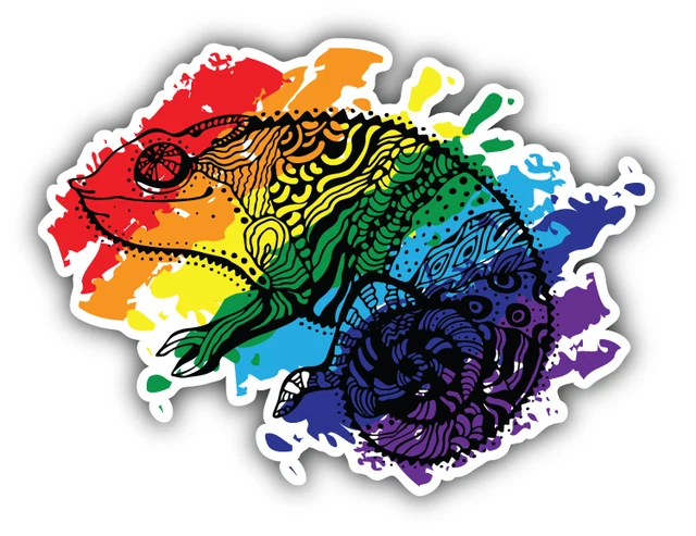 DOPASTICKER Rainbow Chameleon Sticker Decal Phone Decal Water Bottle ...