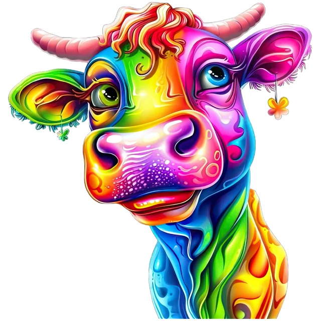 DOPASTICKER Rainbow Cow Sticker Beautiful Colorful Vivid Bright Summer ...