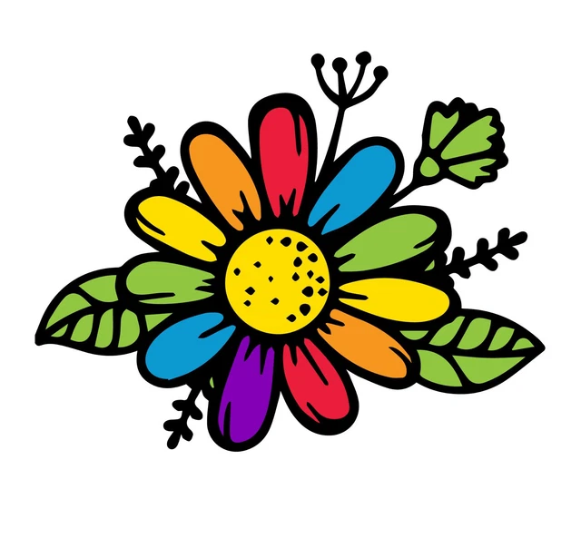 DOPASTICKER Rainbow Daisy Sticker Vivid Flower Color Vibrant Hippie ...