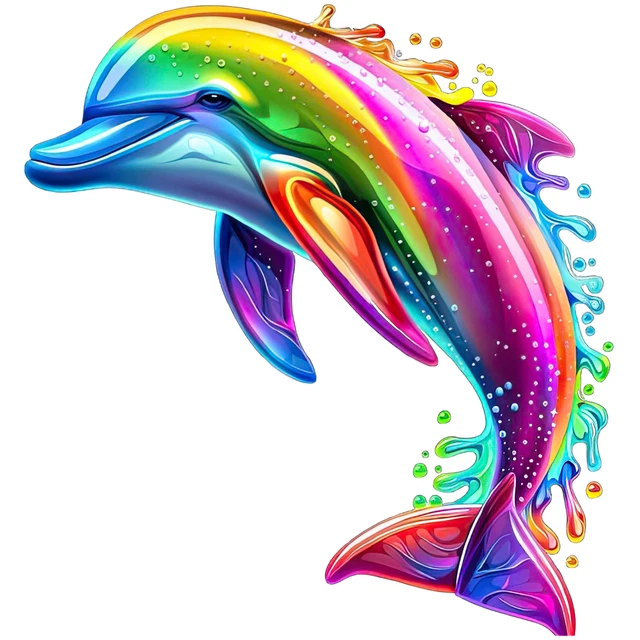 DOPASTICKER Rainbow Dolphin Sticker Beautiful Colorful Vivid Bright ...