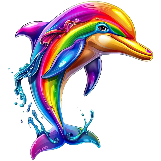 DOPASTICKER Rainbow Dolphin Sticker Beautiful Colorful Vivid Bright ...