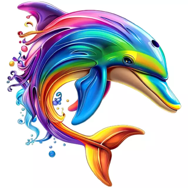 DOPASTICKER Rainbow Dolphin Sticker Beautiful Colorful Vivid Bright ...
