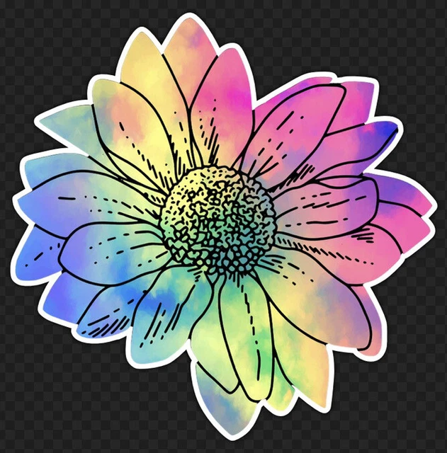 DOPASTICKER Rainbow Flower Sticker Tie Dye Hippie Groovy Colorful ...