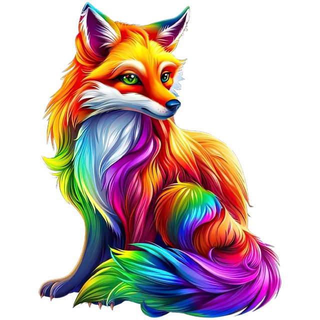 DOPASTICKER Rainbow Fox Sticker Beautiful Colorful Vivid Bright Summer ...