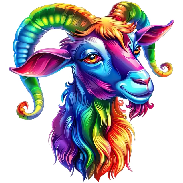 DOPASTICKER Rainbow Goat Head Sticker Beautiful Colorful Vivid Bright ...