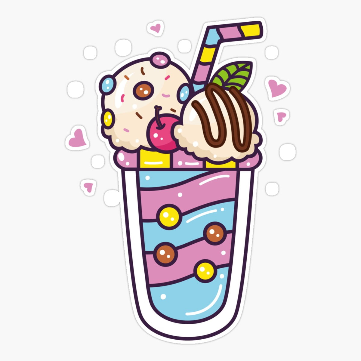 DOPASTICKER Rainbow Ice Cream Sticker, Phone Sticker Car Stickers ...