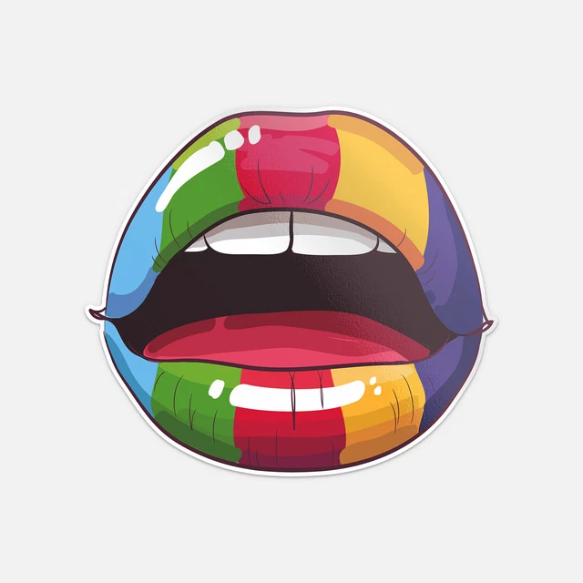 DOPASTICKER Rainbow Lips Sticker Decal Phone Decal Water Bottle ...