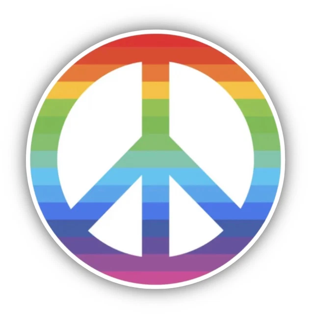 DOPASTICKER Rainbow Peace Sign Sticker Round Colorful Hippie Love ...