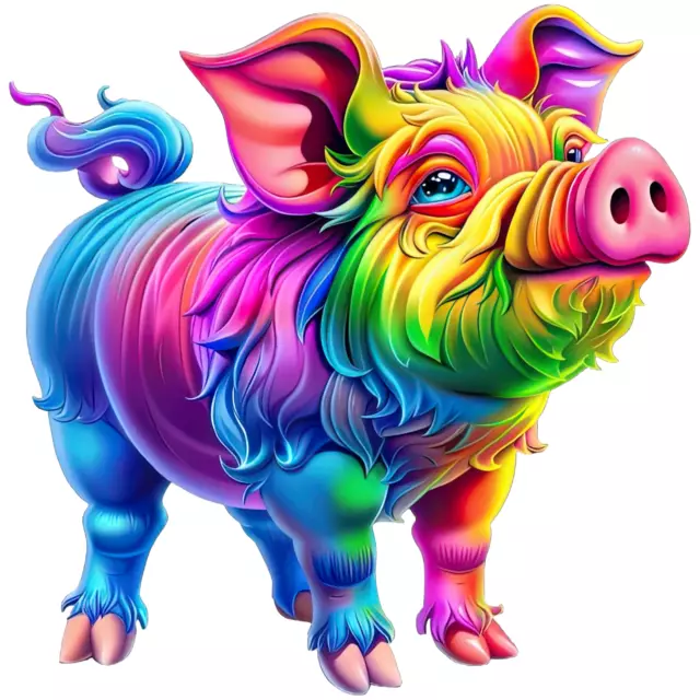 DOPASTICKER Rainbow Pig Sticker Beautiful Colorful Vivid Bright Summer ...