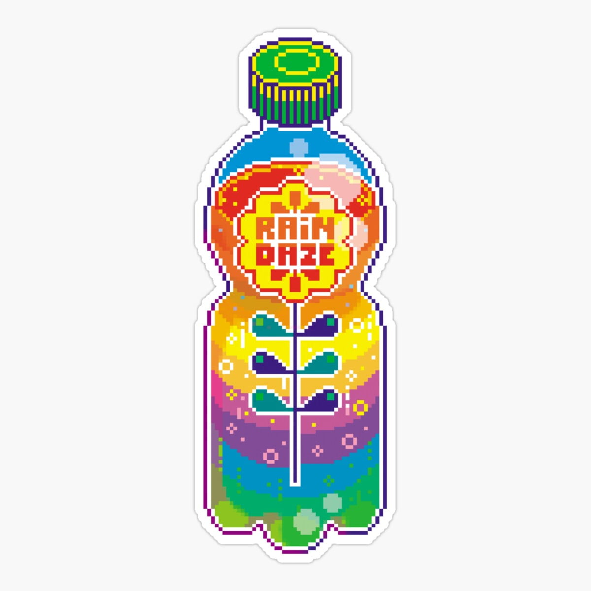 DOPASTICKER Rainbow Pixel Dink Sticker, Phone Sticker Water Bottle ...