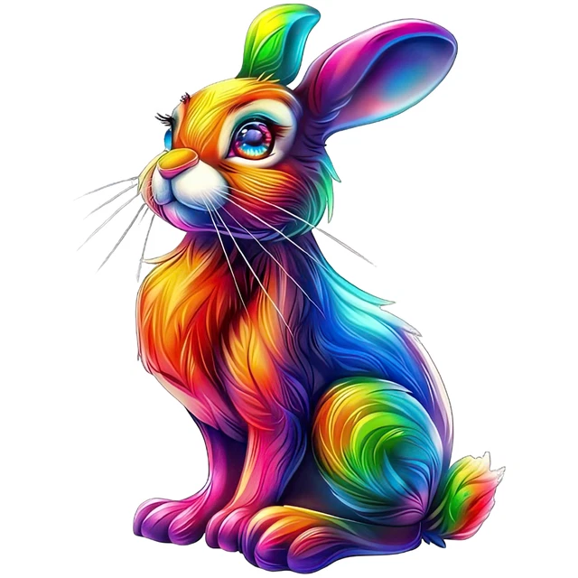 DOPASTICKER Rainbow Rabbit Sticker Beautiful Colorful Vivid Bright ...