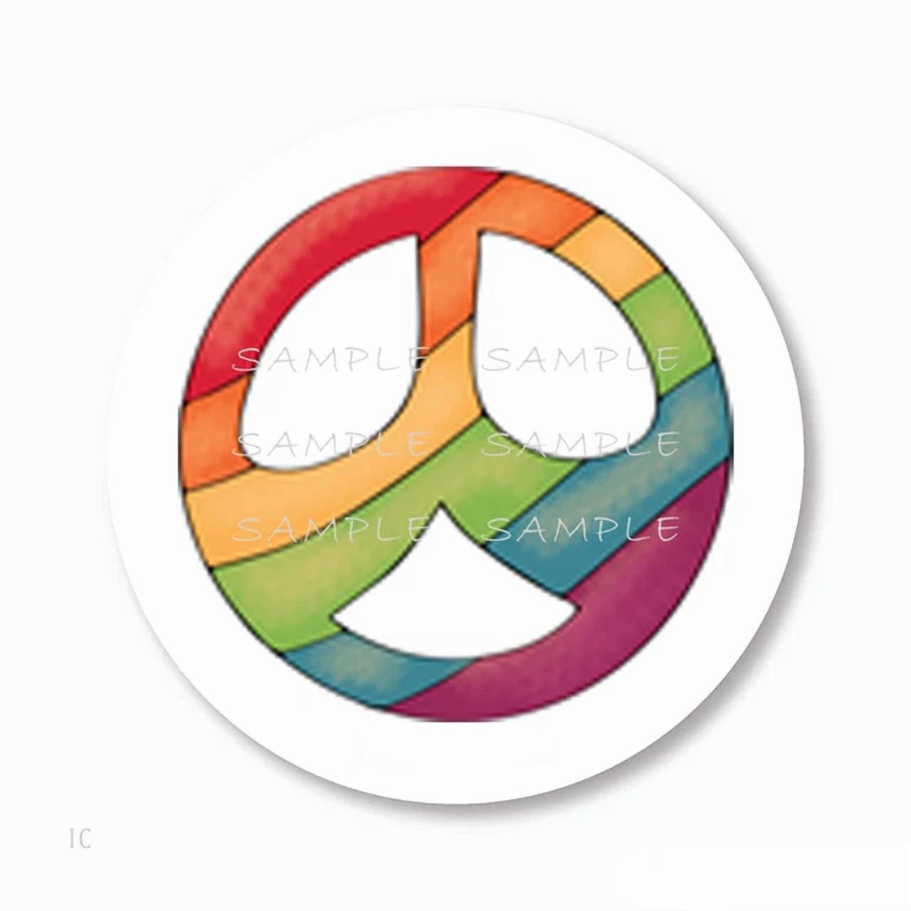 DOPASTICKER Rainbow Retro Peace Sign Favor Scrapbook Stickers Round ...